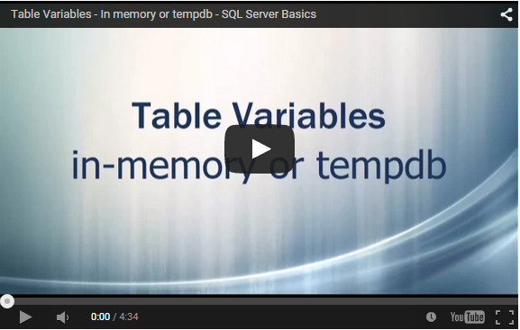 Table variables are not stored in memory, but in tempdb | SQL with Manoj