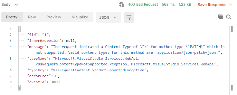 REST API, PATCH request error, Postman – Valid content types for this ...